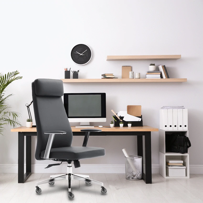 Everfurn Ruby High Back Office Chair, Chrome Metal Base - Timber & Hide