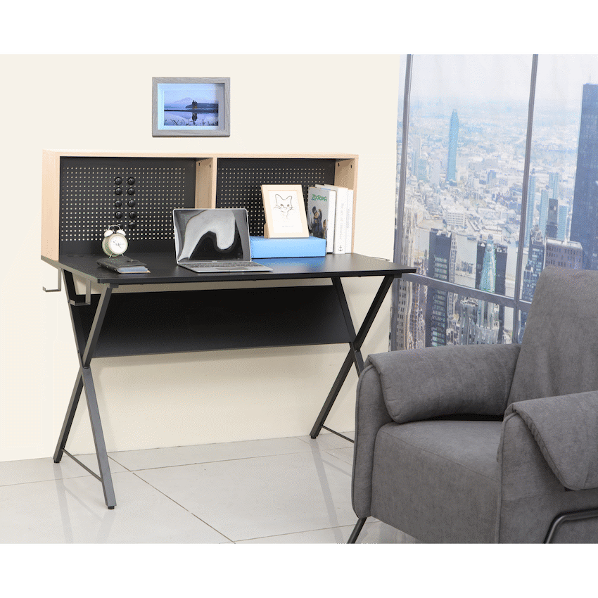 Nora Office Desk with Powder Coated Steel Frame & Height Adjustable ...